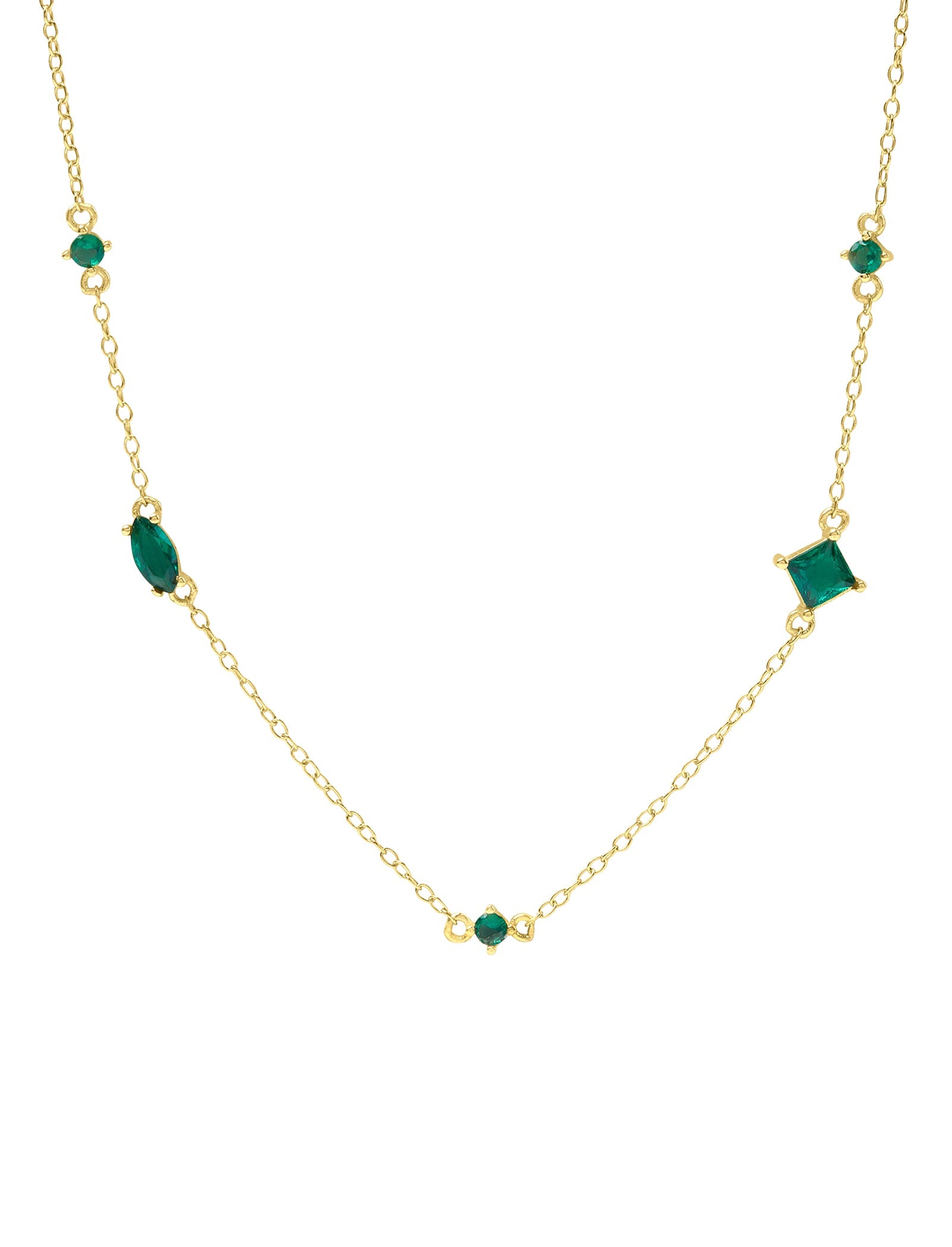 Eva Necklace - Gold Plated Sterling Silver with Green Cubic Zirconia ...